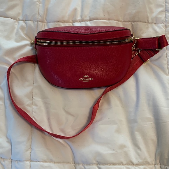Coach | Bags | Coach Pebbled Leather Raspberry Belt Bag | Poshmark